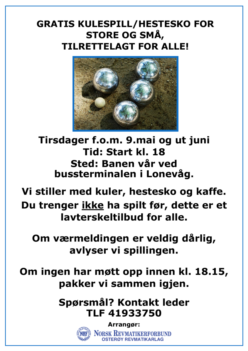 Kulespill/hesteskokasting starter igjen | Norsk Revmatikerforbund