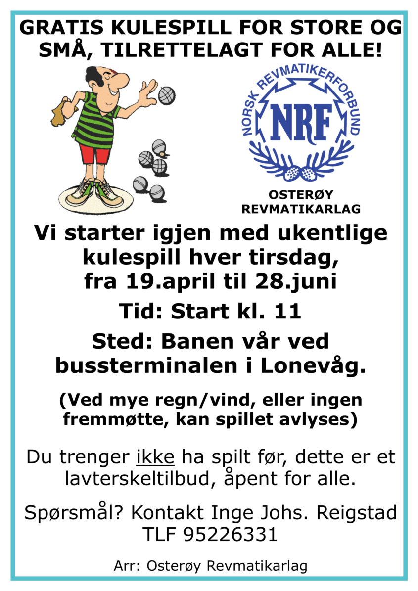 Ukentlig gratis kulespill | Norsk Revmatikerforbund